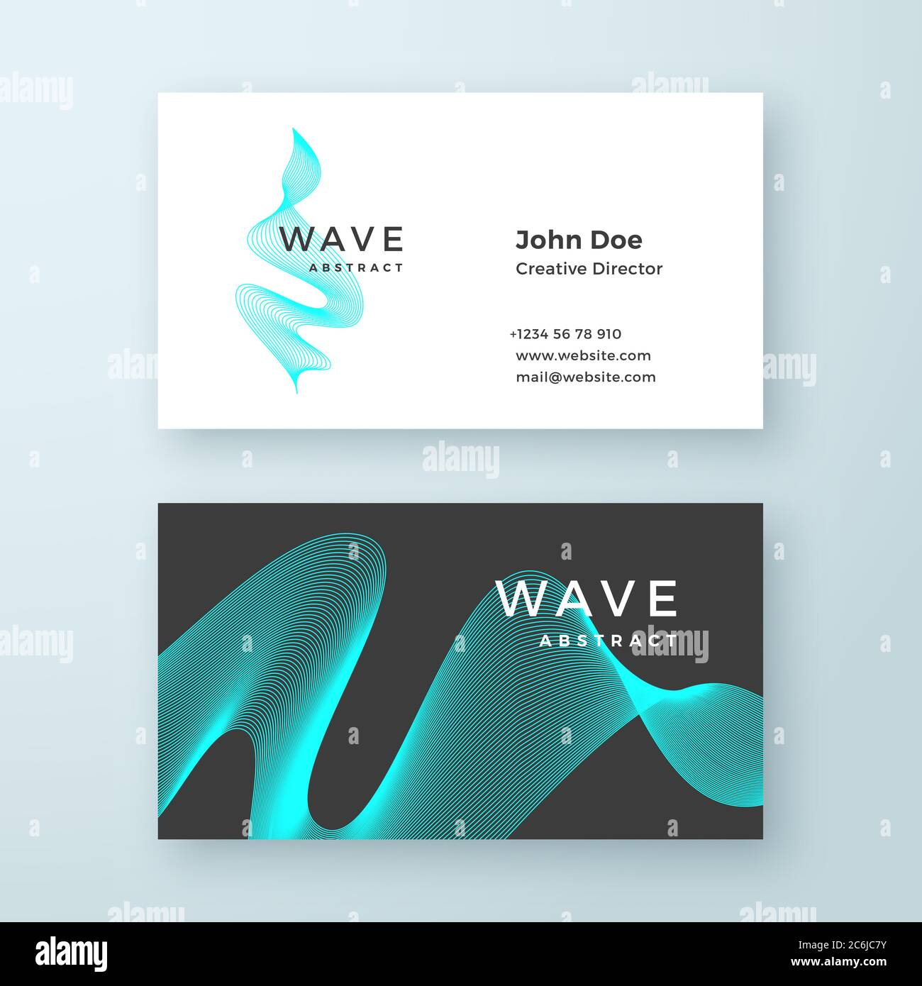 Abstract Vector Blend Wave Symbol Business Card Template. Elegant ...