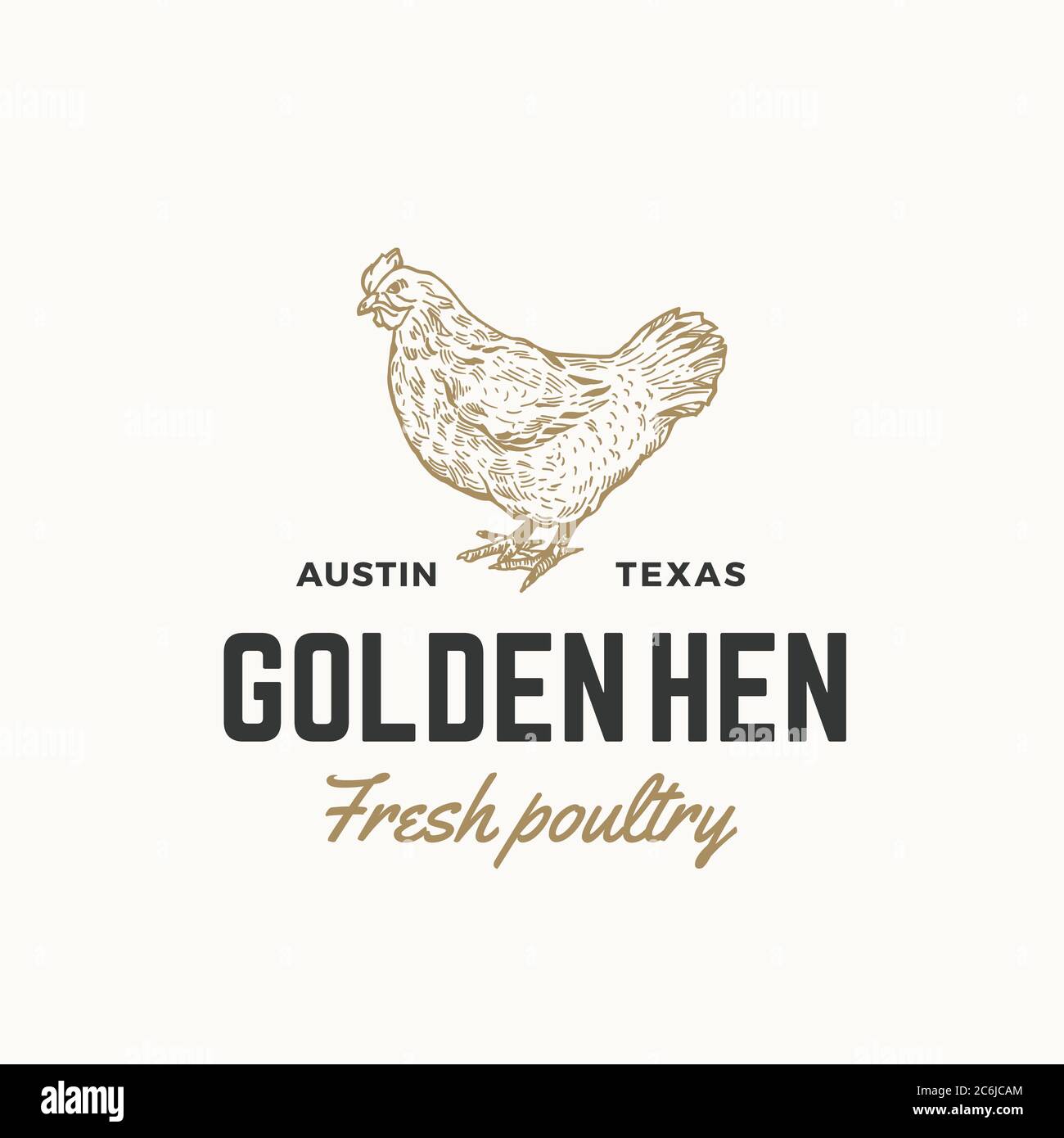 Golden Hen Fresh Poultry Abstract Vector Sign, Symbol or Logo Template ...