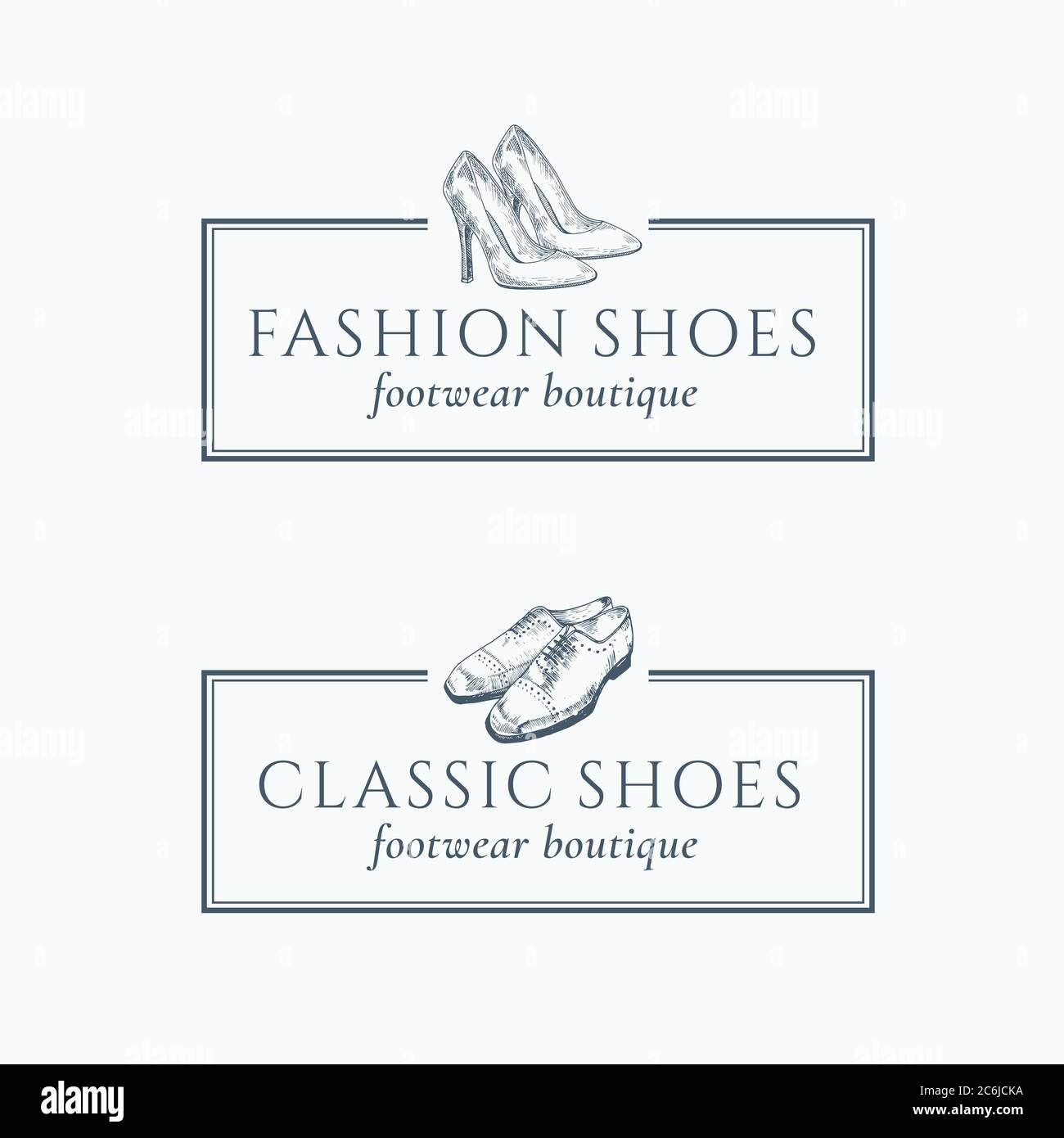 Classic Fashion Shoes Footwear Boutique Abstract Vector Signs, Symbols ...