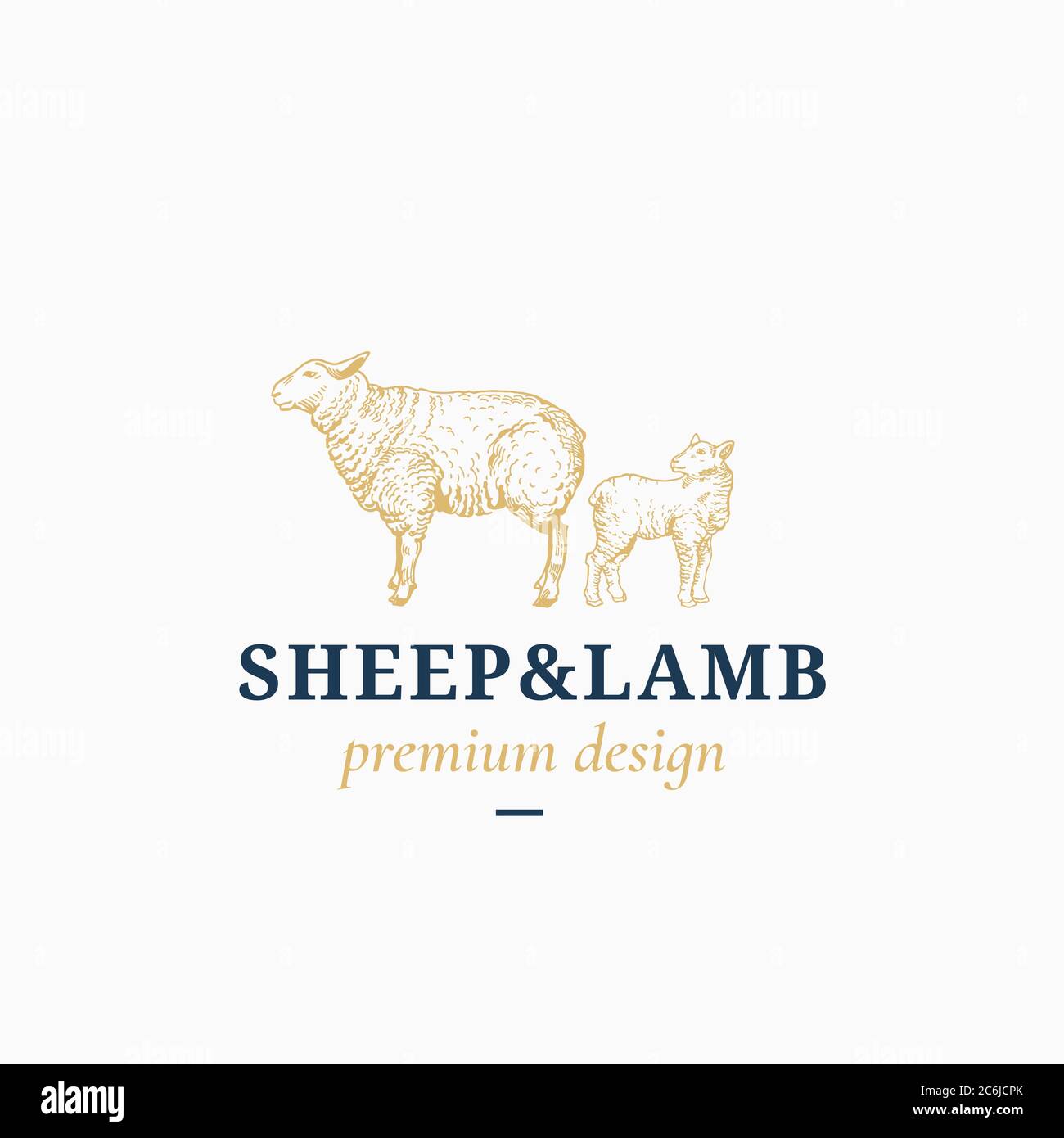 Sheep and Lamb Abstract Vector Sign, Symbol or Logo Template. Hand ...