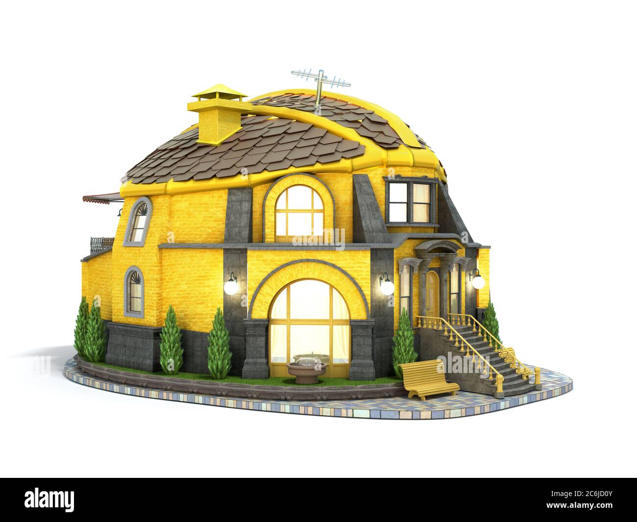 construction concept house in the form of a construction helmet 3d ...