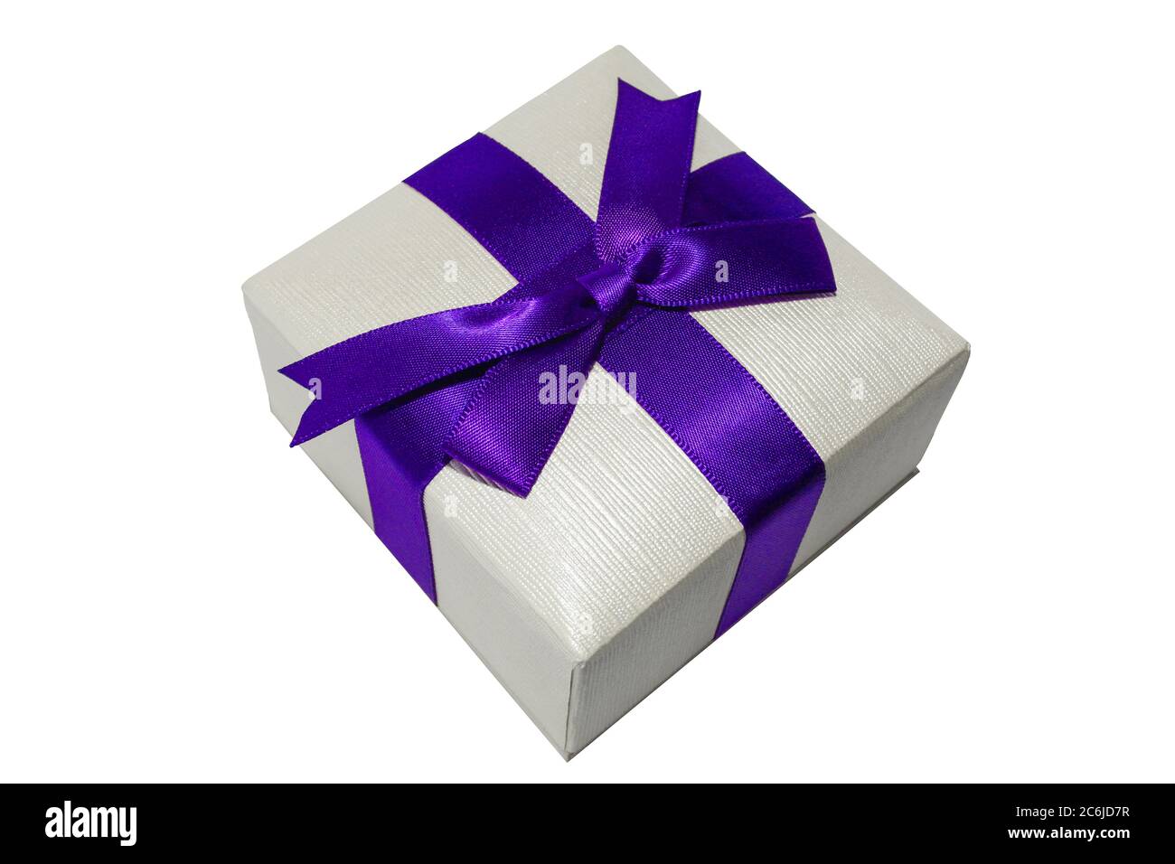 Small gift box with blue ribbon isolated on white background. Jewelry ...