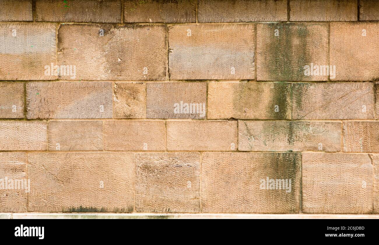 Aged brickwall. Antique masonry or brickwork from different sizes of ...