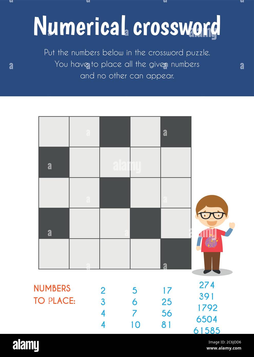 Numerical crossword Educational Sheet. Primary module for Logic ...