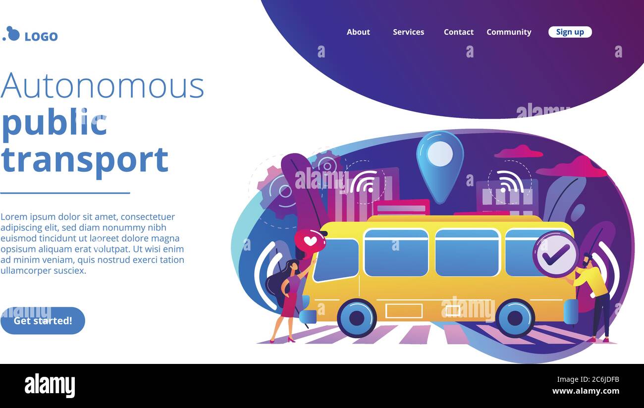 Autonomous public transport concept landing page Stock Vector Image ...