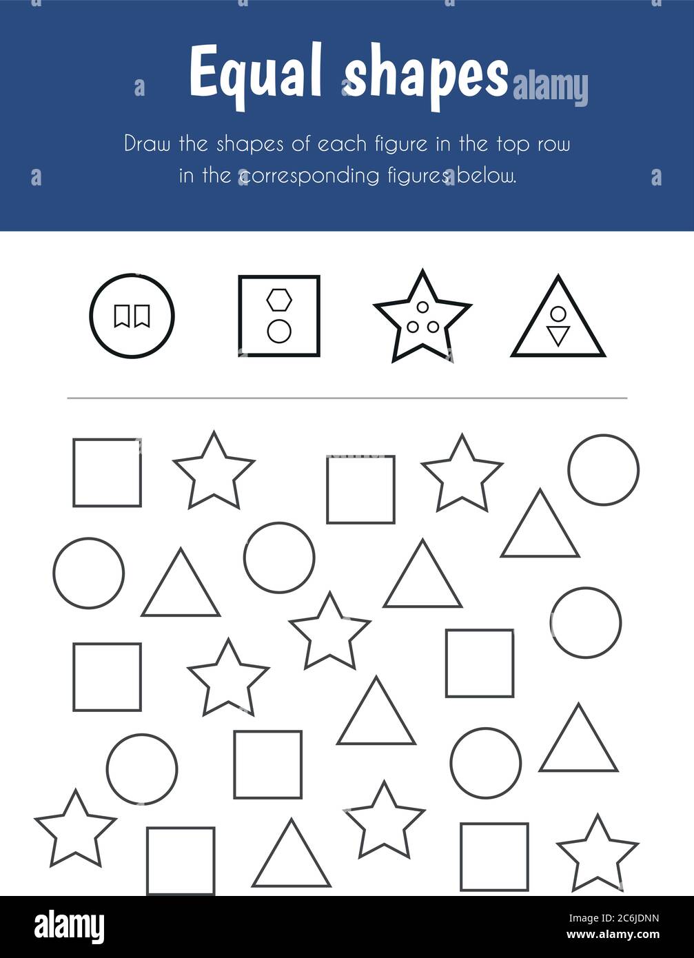 Equal shapes Educational Sheet. Primary module for Attention and ...