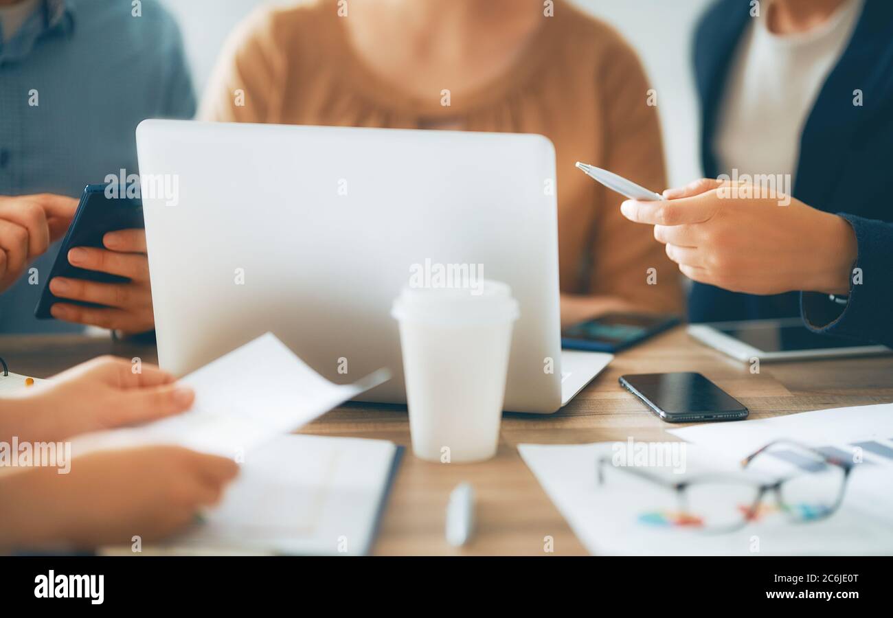 Working day in office. Collaborative teamwork Stock Photo - Alamy