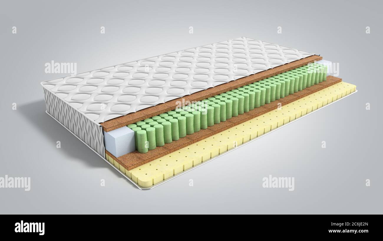 mattress in the cut 3d render on grey gradient background Stock Photo ...