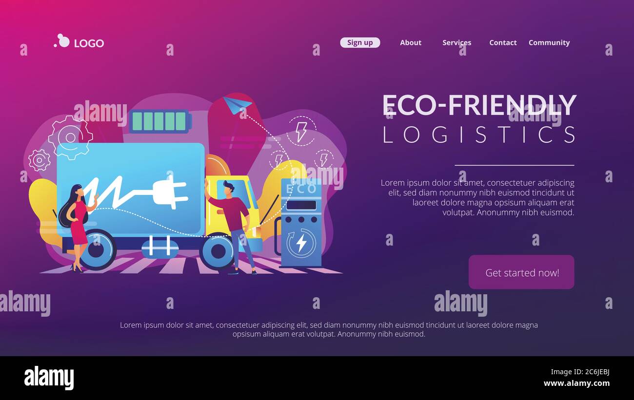 Electric trucks concept landing page Stock Vector Image & Art - Alamy