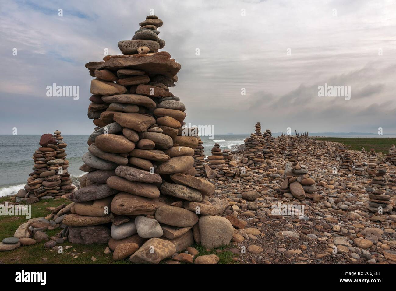 Cairns on Castle Point, Holy Island of Lindisfarne, Northumberland ...