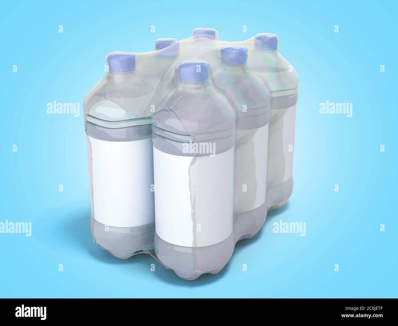 pat bottles in wrapped package 3d render on blue gradient Stock Photo ...