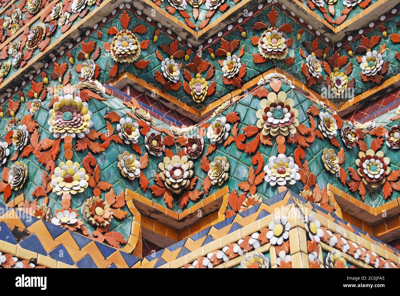 Fragment of ceramic cladding of the building wat pho. Thailand Stock ...