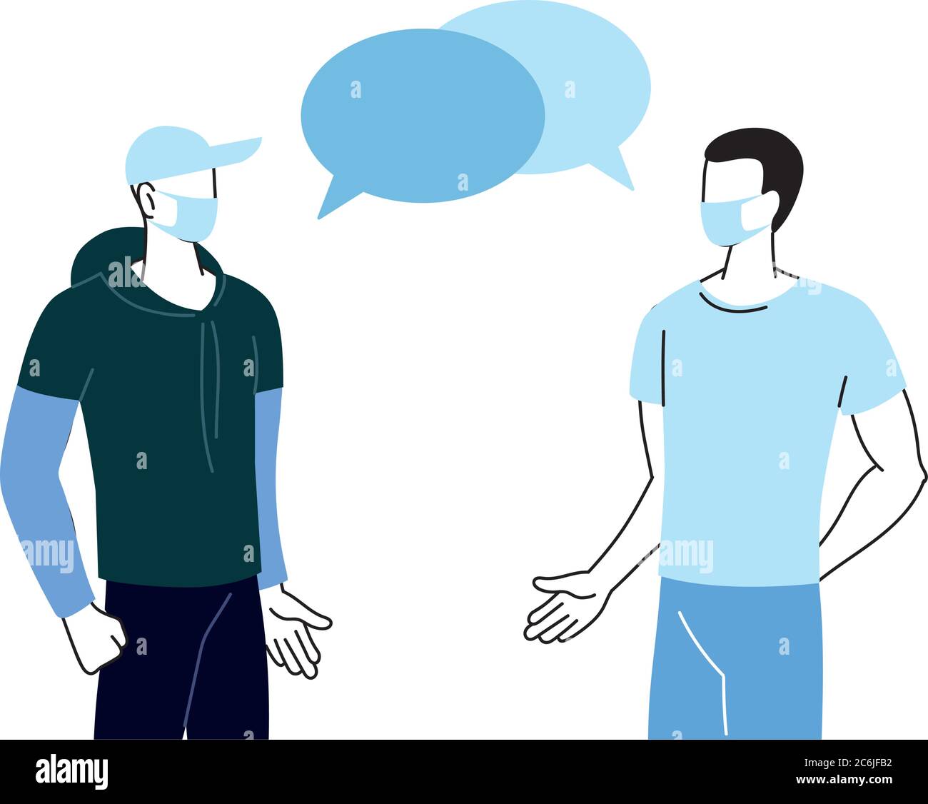 men with mask talking by bubble vector illustration desing Stock Vector ...