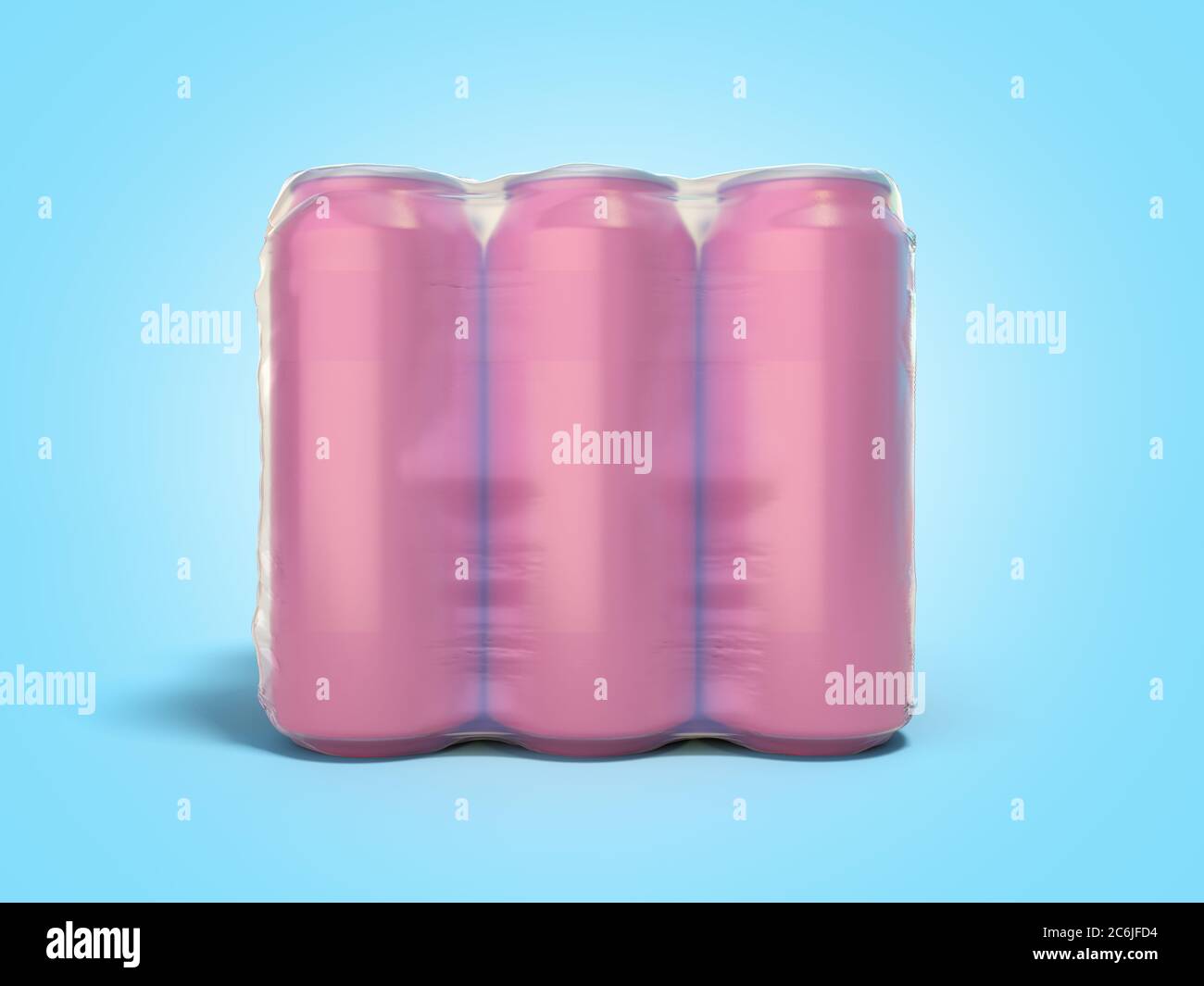 red metal cans in wrapped package 3d render on blue gradient Stock ...