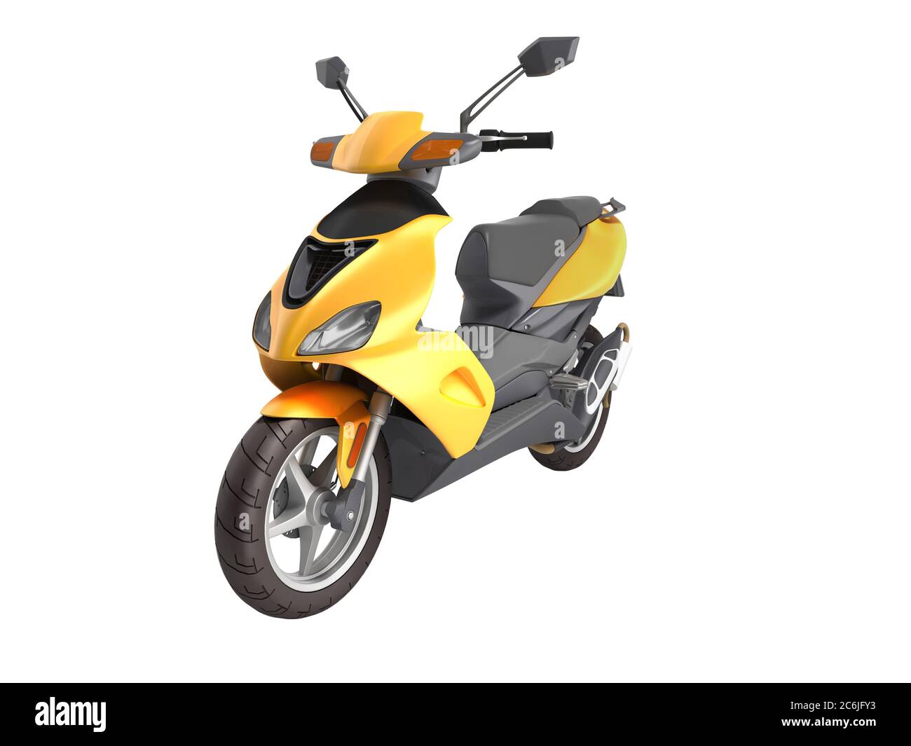 Yellow moped scooter Transport wheel 3d render on white no shadow Stock ...