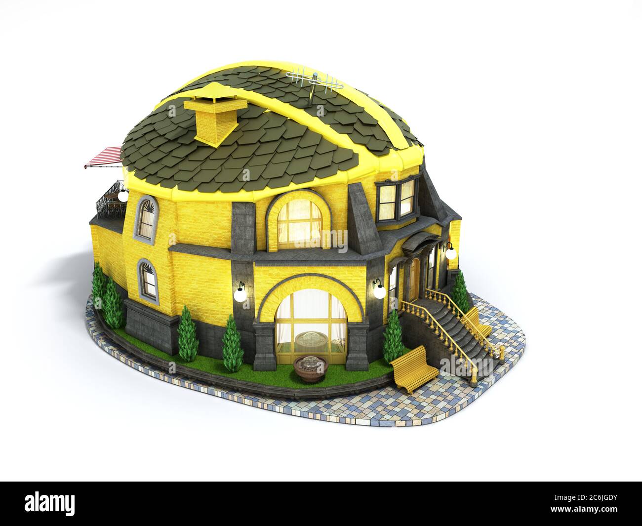 construction concept house in the form of a construction helmet 3d ...