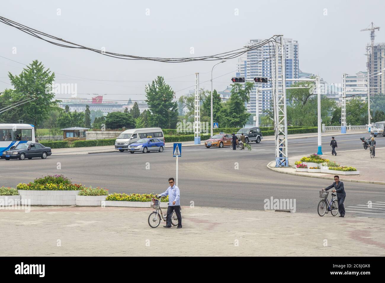 Typical city street scene, Pyongyang, Democratic People's Republic of ...