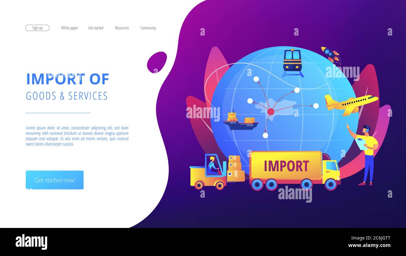 Import of goods and services concept landing page Stock Vector Image ...