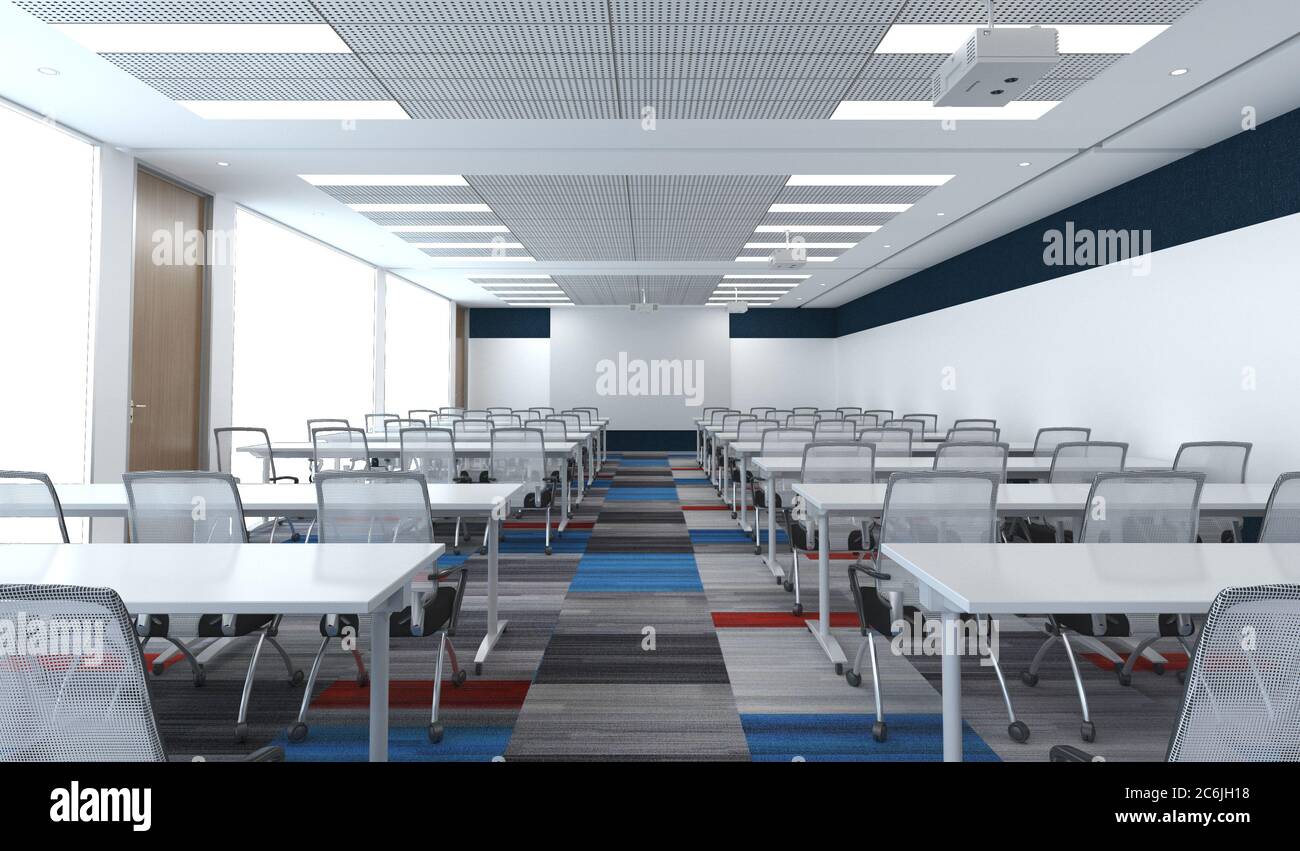 modern empty classroom in school 3d render image Stock Photo - Alamy