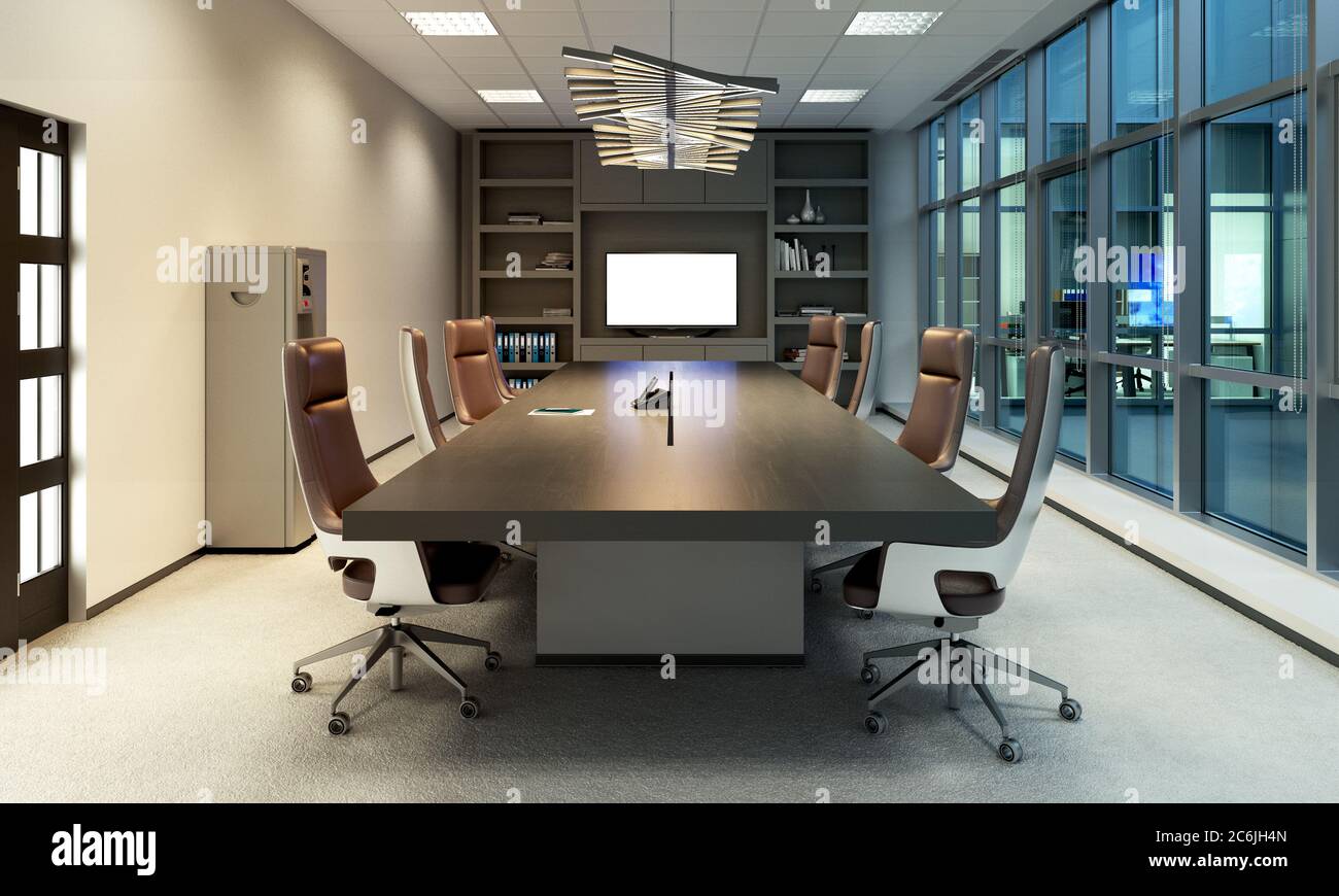 Modern style meeting room 3d rendering image Stock Photo - Alamy