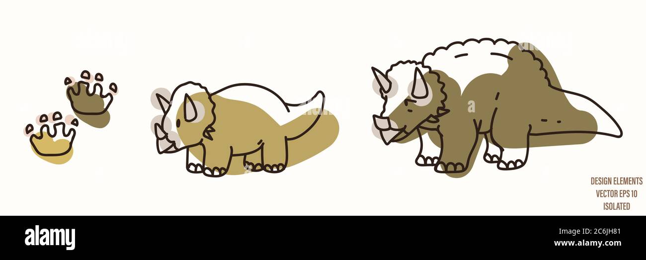 Triceratops dinosaur gender neutral baby illustration clipart. Simple ...