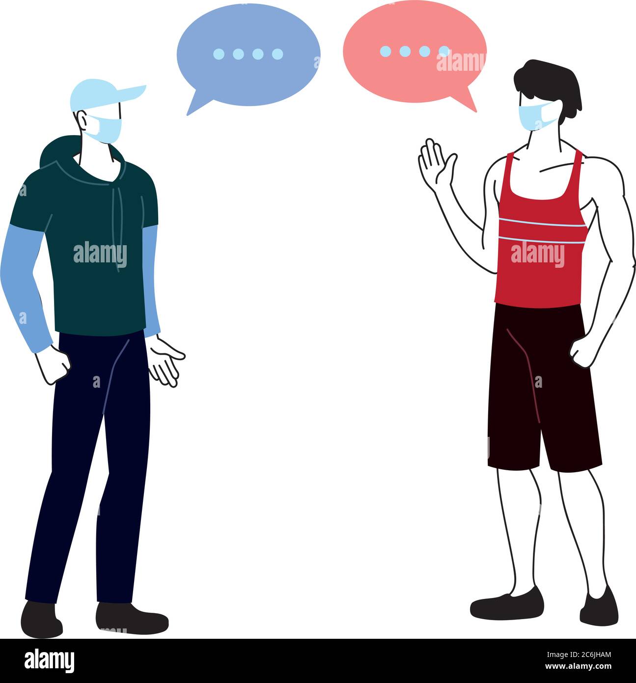 men with mask talking by bubble vector illustration desing Stock Vector ...