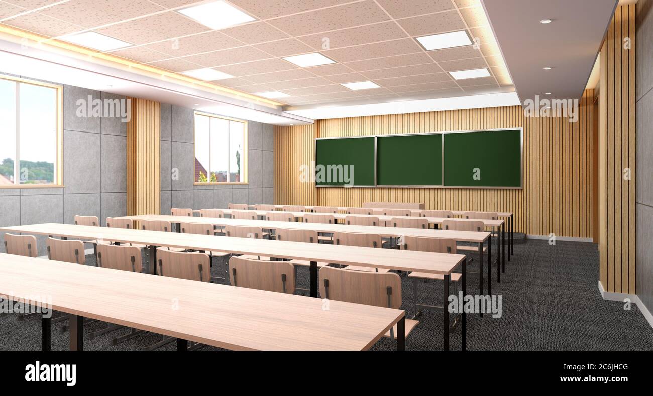 simple empty classroom in school 3d render image Stock Photo - Alamy