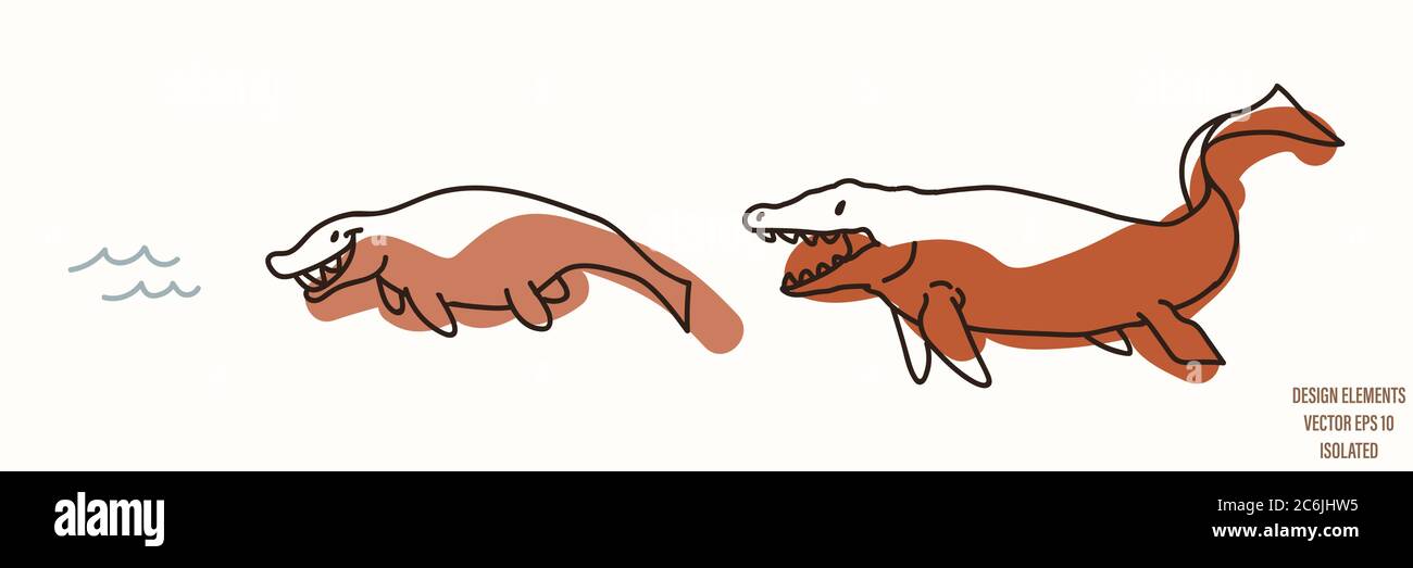 Mosasaurus dinosaur gender neutral baby illustration clipart. Simple ...