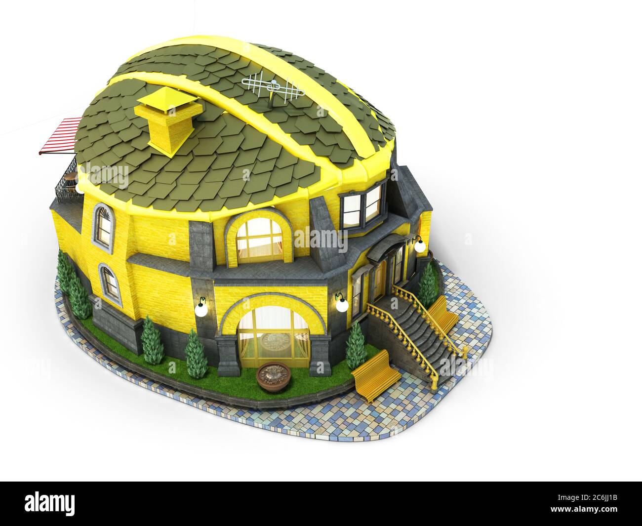 construction concept house in the form of a construction helmet 3d ...