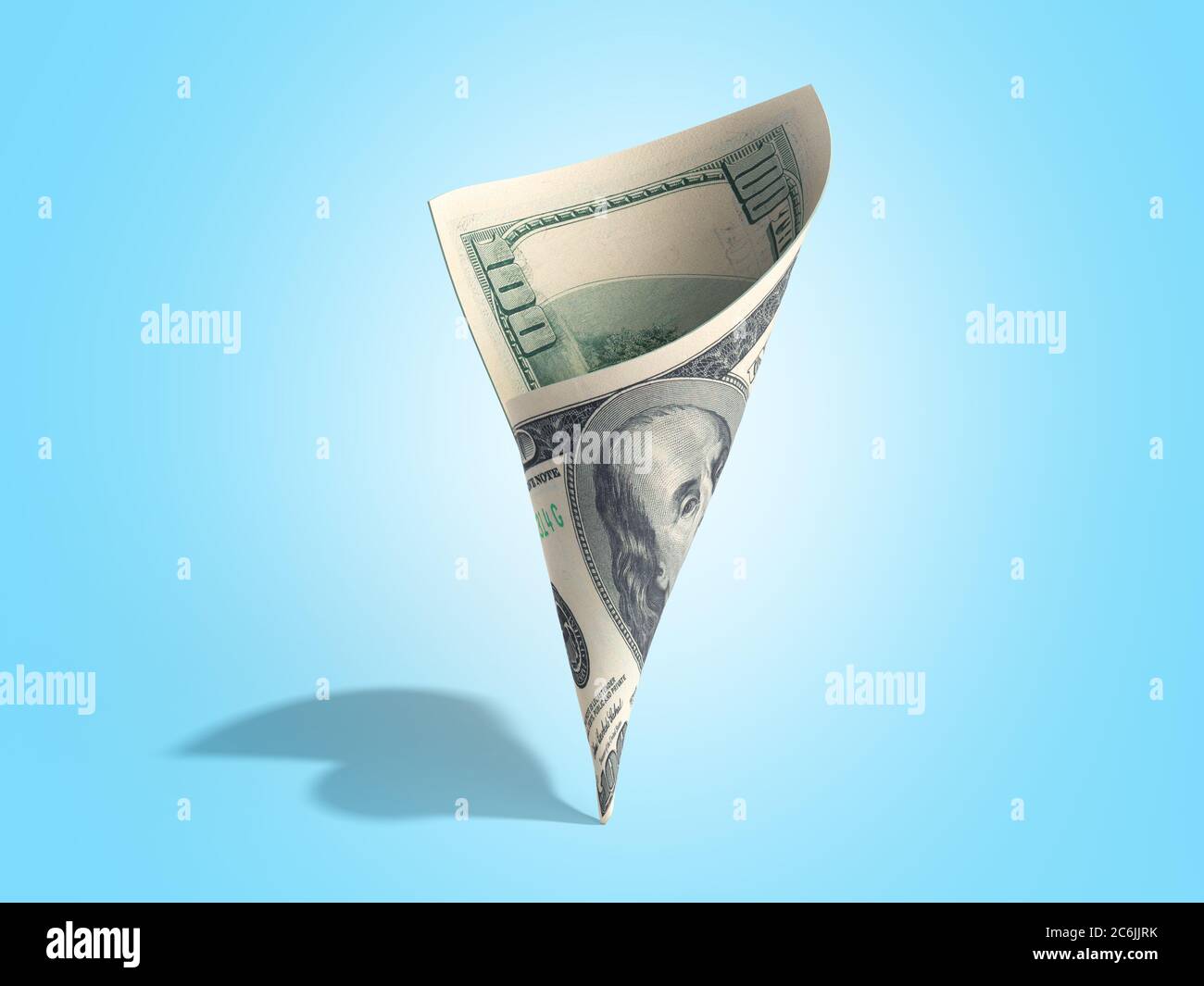 dollar bill paper envelope 3d render on blue gradient Stock Photo - Alamy
