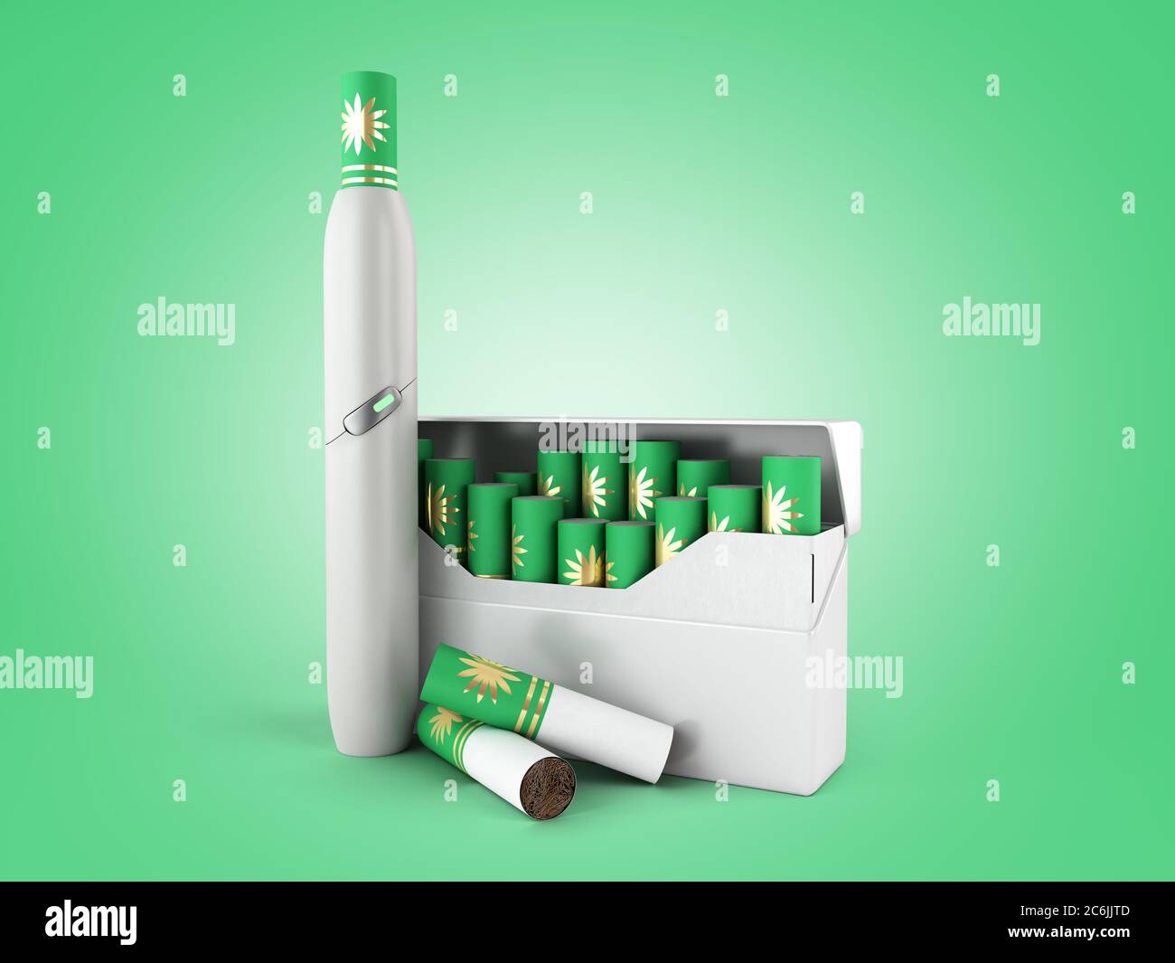 heat not burn tobacco product technology electronic cigarette 3d render ...