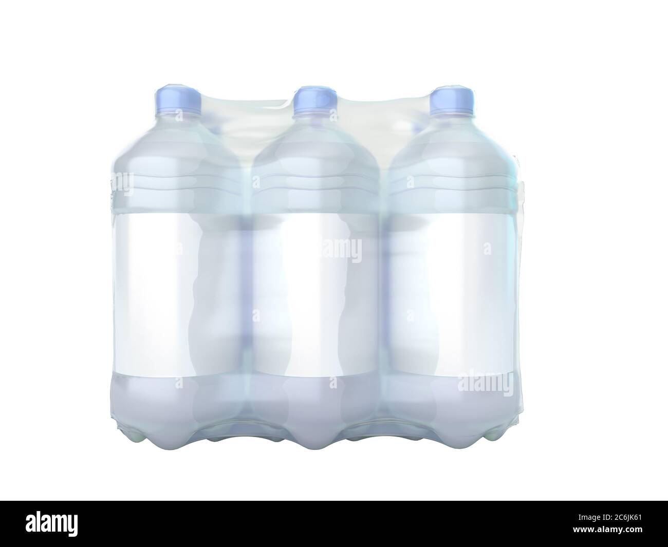 pat bottles in wrapped package 3d render on white no shadow Stock Photo ...