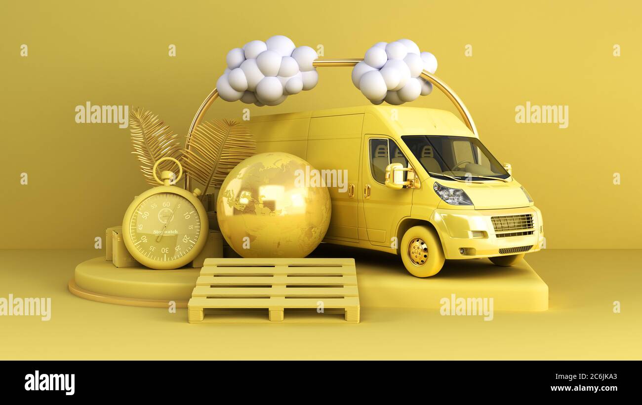 Minimal simple delivery background transportation concept on pastel ...