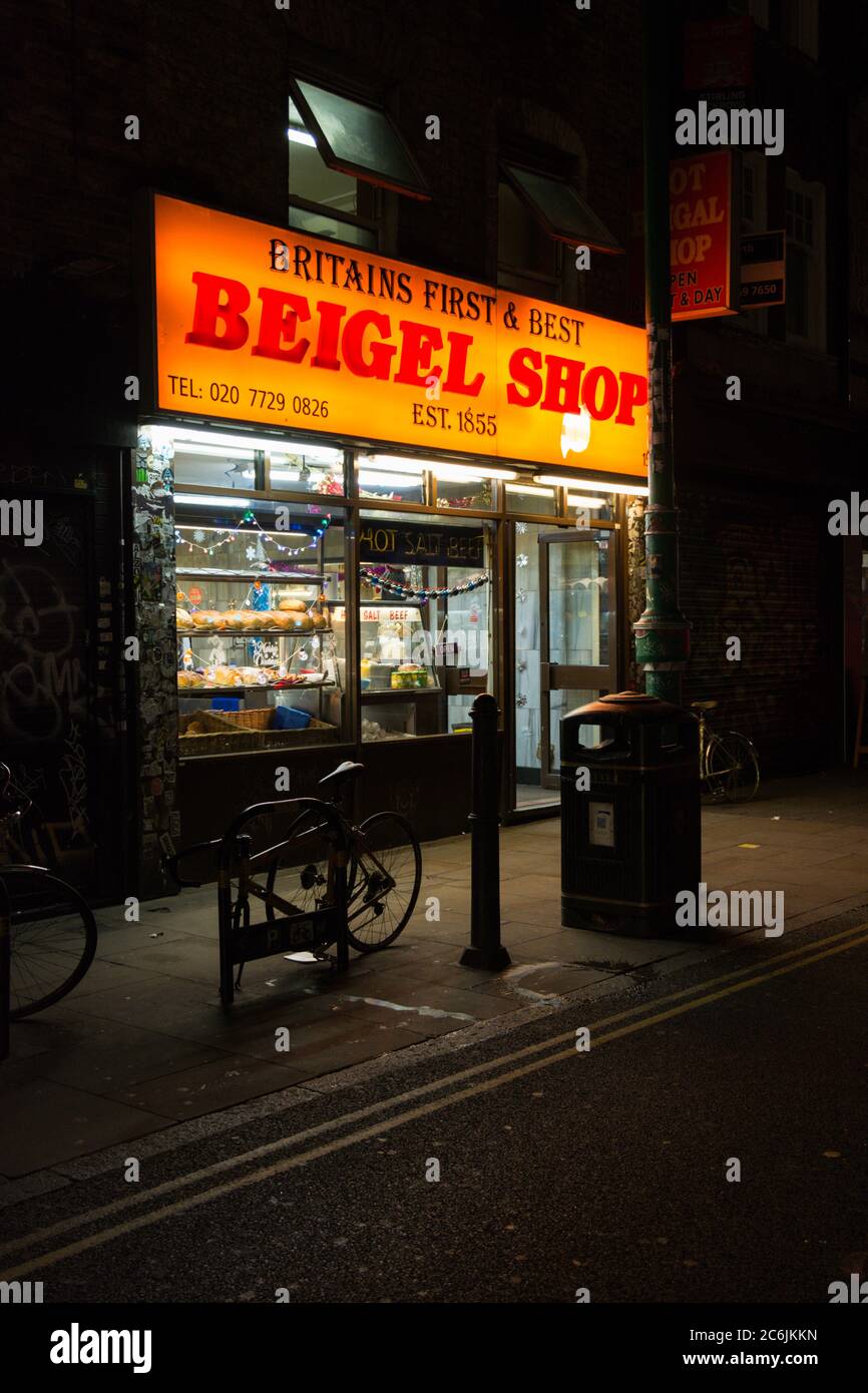 Britain's first and best Beigel Shop in Brick Lane in the East End of ...