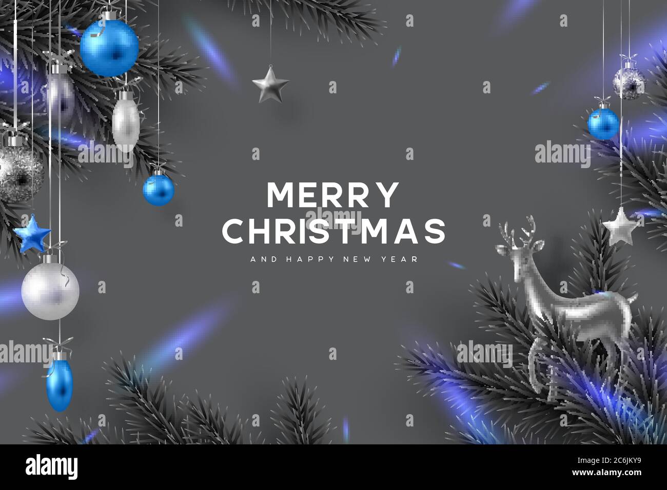 Christmas deer blue fir tree Stock Vector Images - Alamy