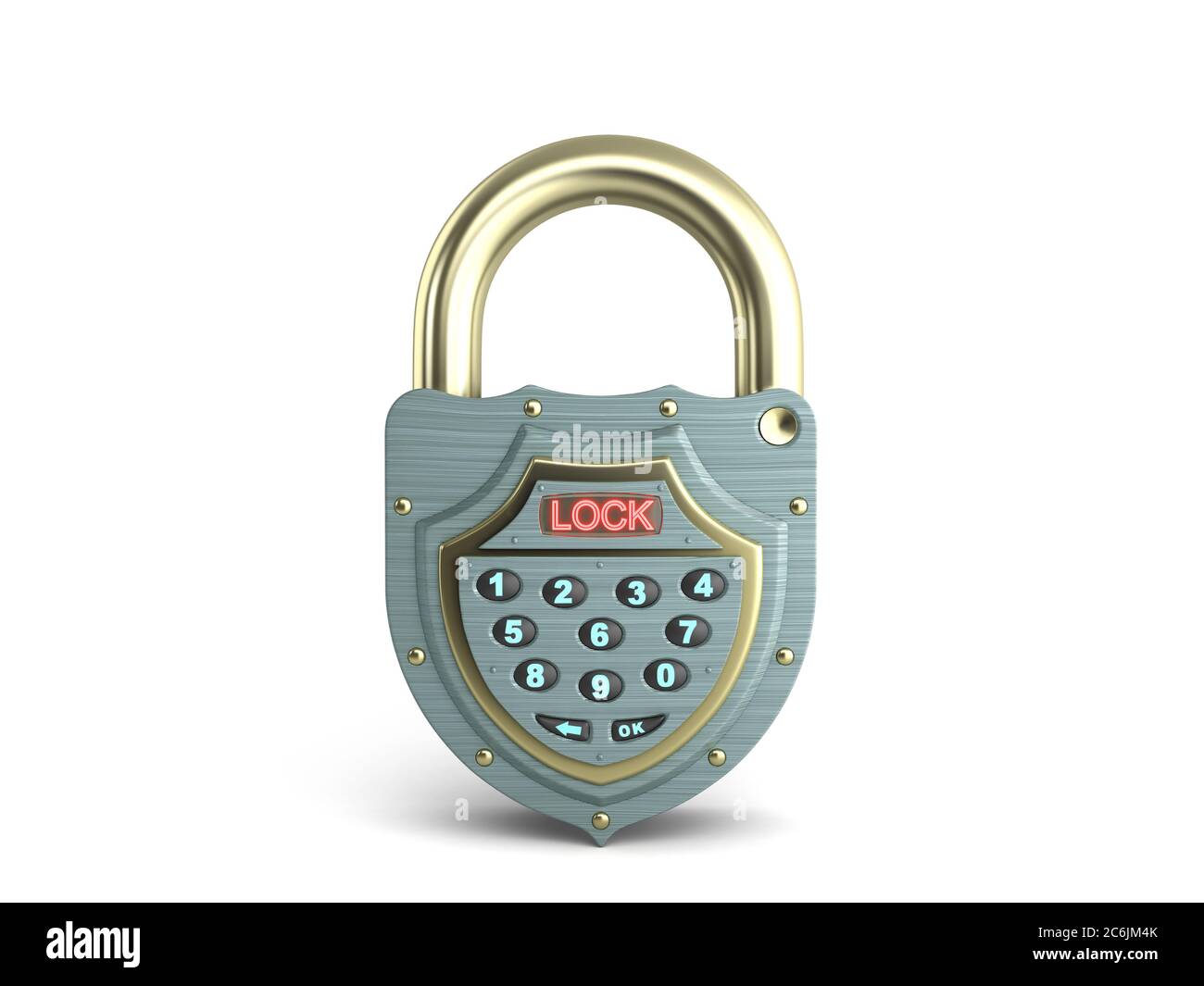 steel digital lock with dial 3d render on white Stock Photo - Alamy