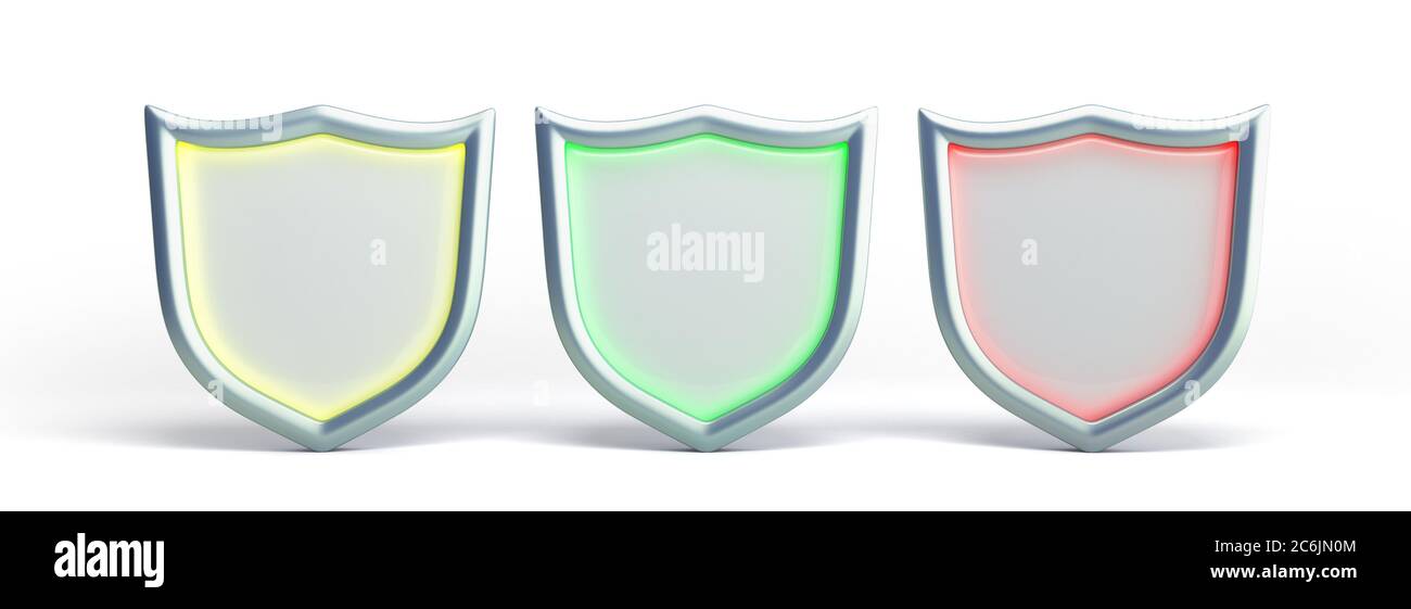 secure resource concept different color safety sign 3d render on white ...