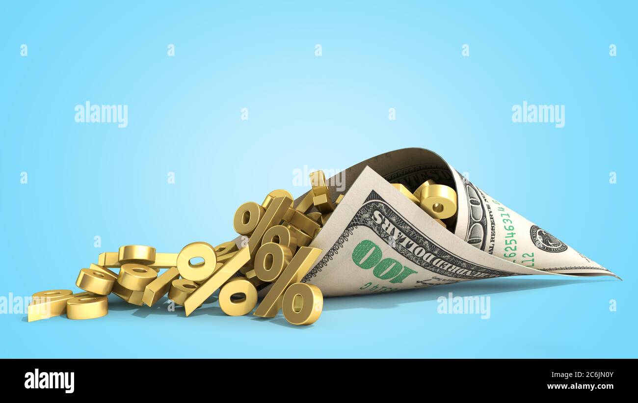 discount concept deposit income concept percent signs fall out from ...