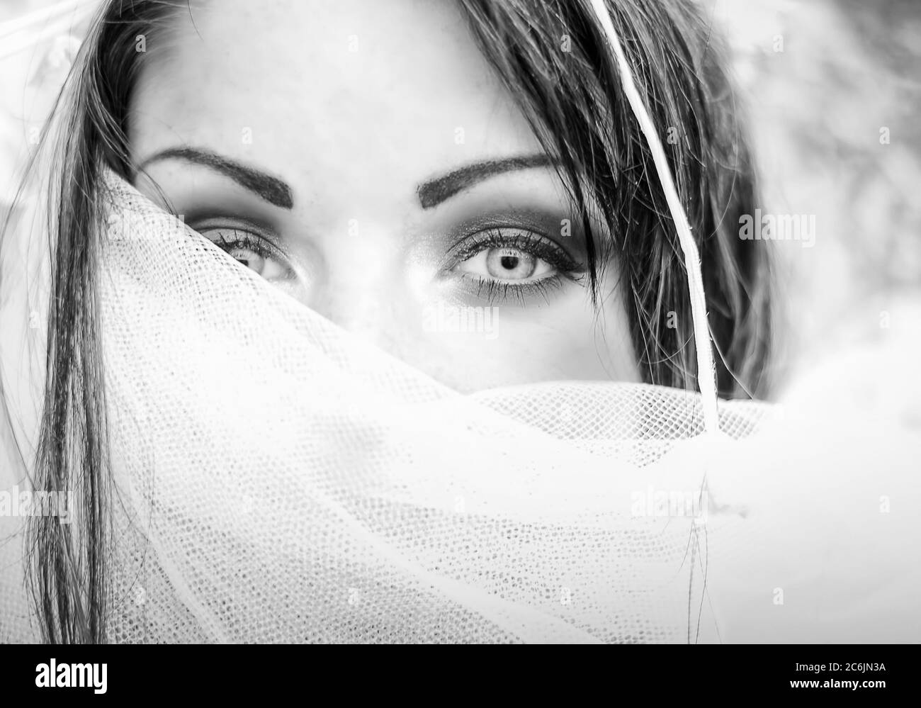 Closeup portrait of a woman covered with veil Stock Photo - Alamy