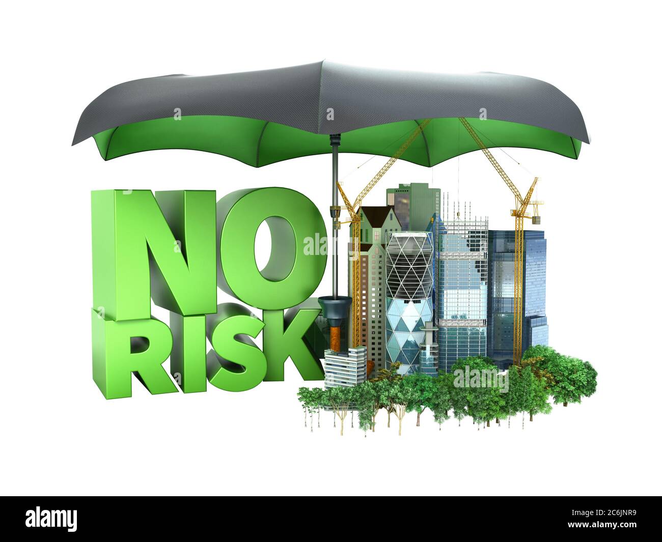 Modern risk management concept in construction industry 3d render on ...