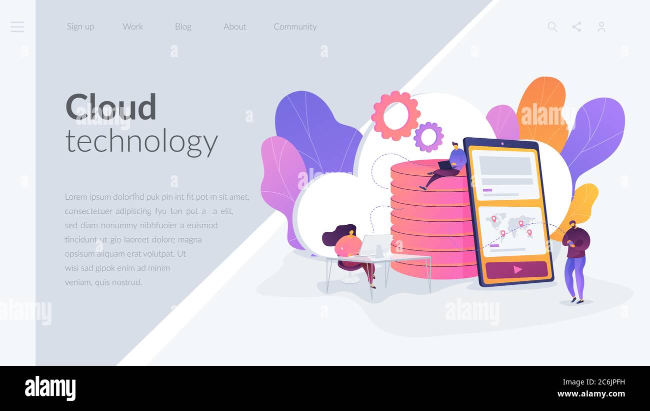 Cloud storage landing page template Stock Vector Image & Art - Alamy