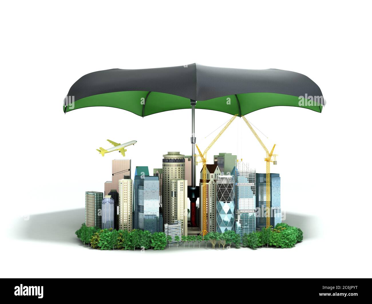 Modern risk management concept in construction industry 3d render on ...