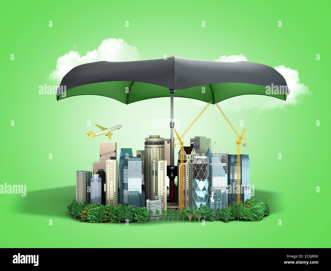 Modern risk management concept in construction industry 3d render on ...