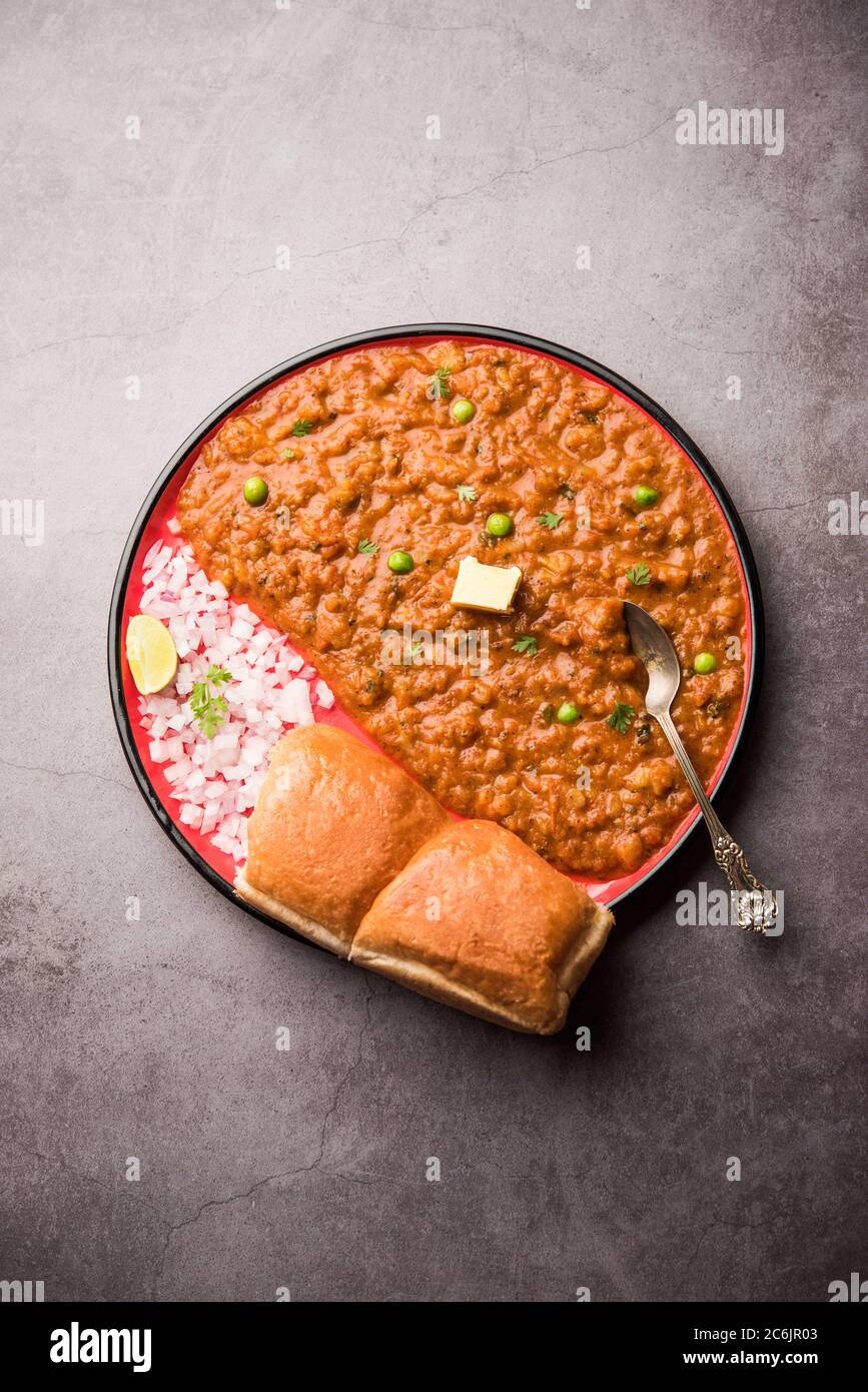 Mumbai Style Pav bhaji is a fast food dish from India, consists of a ...