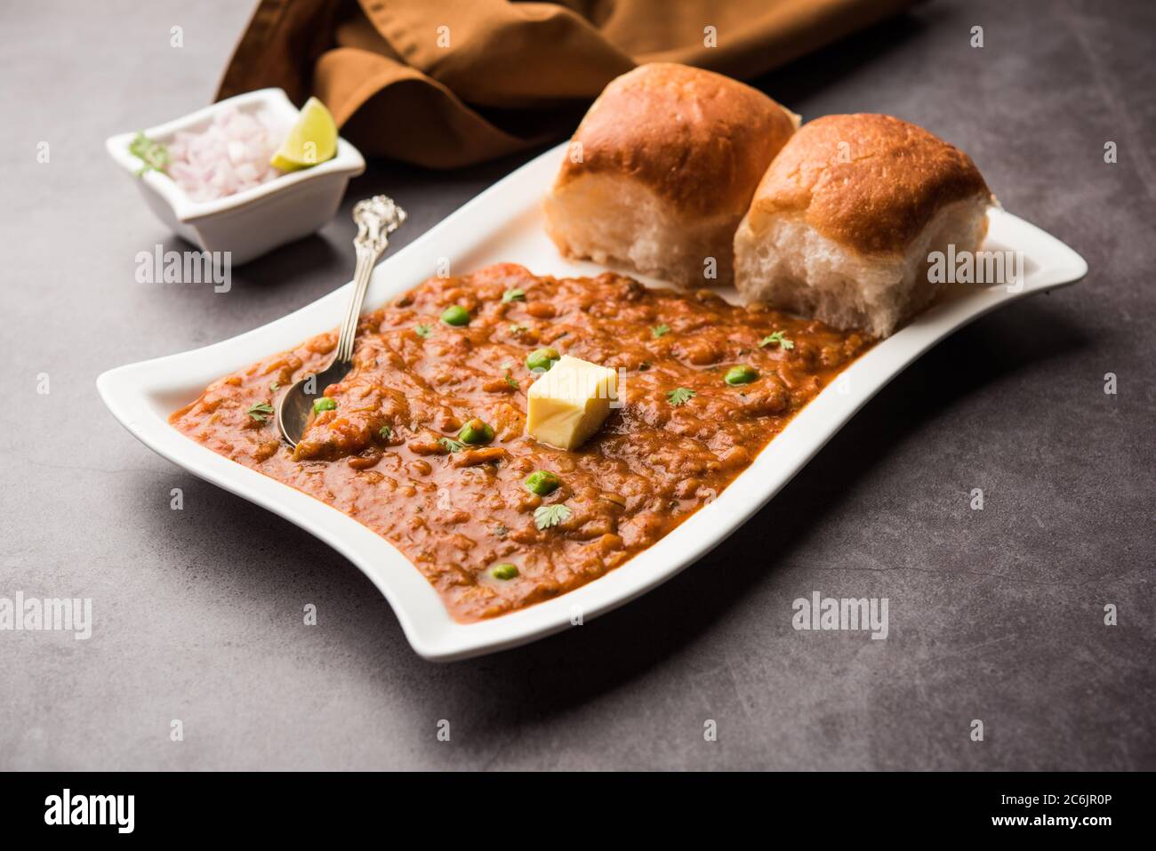 Mumbai Style Pav bhaji is a fast food dish from India, consists of a ...