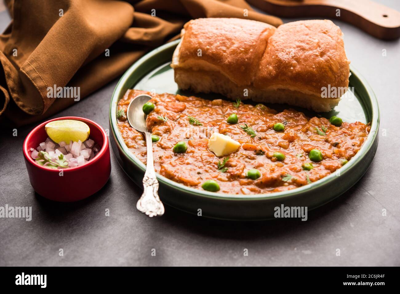 Mumbai Style Pav bhaji is a fast food dish from India, consists of a ...