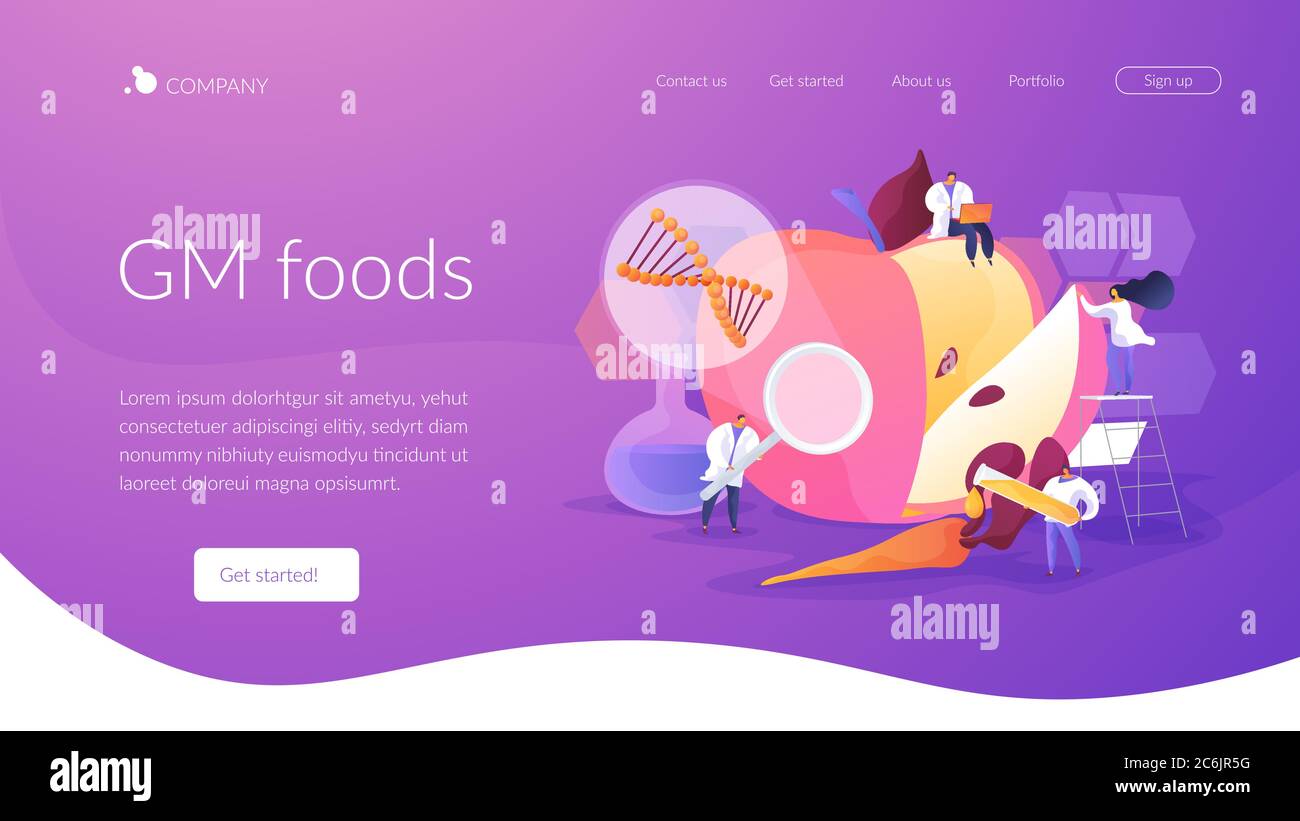 Genetically modified foods landing page concept Stock Vector Image & Art - Alamy