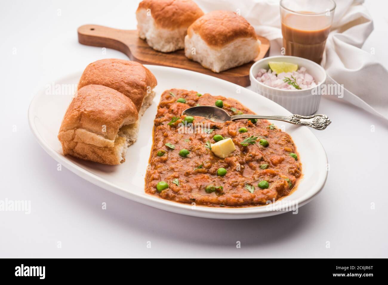Mumbai Style Pav bhaji is a fast food dish from India, consists of a ...