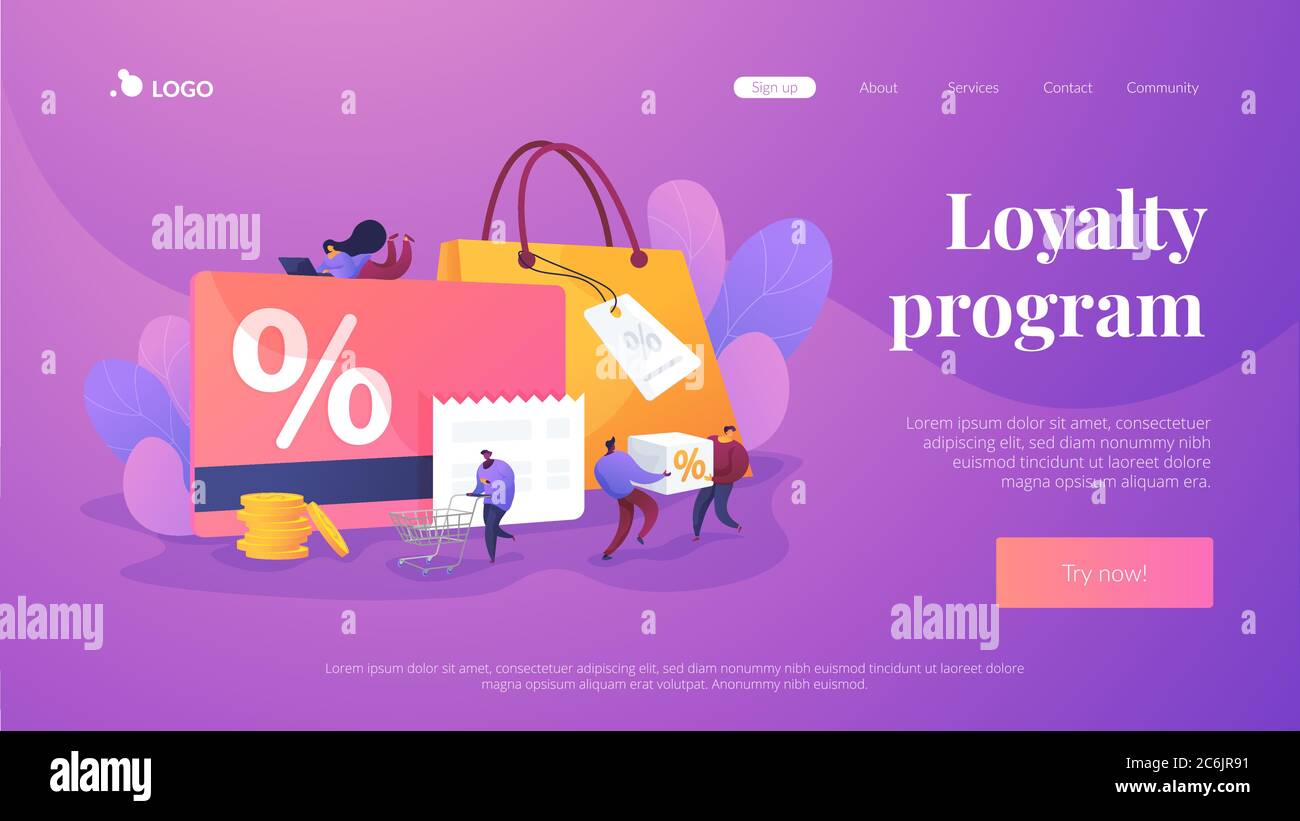 Discount and loyalty card landing page template Stock Vector Image ...