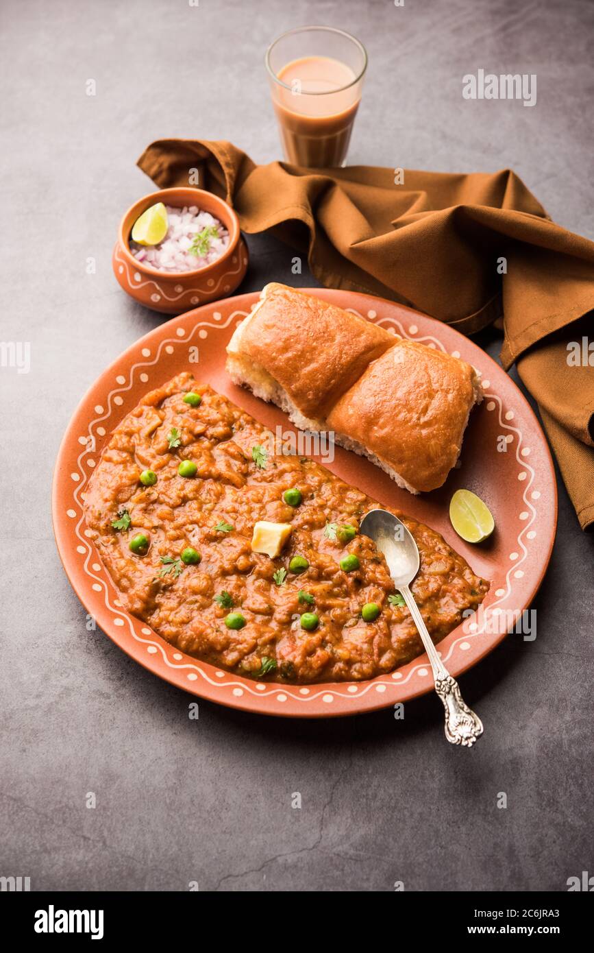 Mumbai Style Pav bhaji is a fast food dish from India, consists of a ...